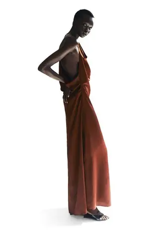 H&m Satin Halterneck Maxi Dress