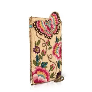 MARY FRANCES ACCESSORIES Butterfly Garden Crossbody Phone Bag