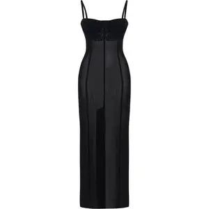 PCFG Strappy Tulle Detail Maxi Dress