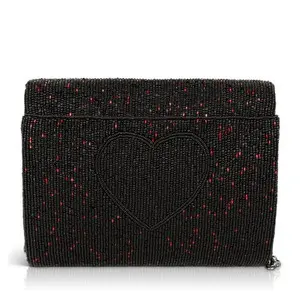 MARY FRANCES ACCESSORIES True Love Beaded Heart Handbag