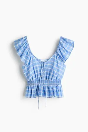 H&m Flutter-sleeved Peplum Blouse
