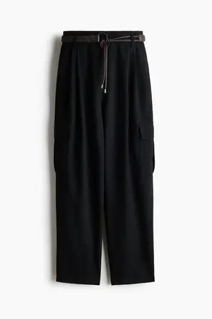 H&m Belted Barrel Trousers