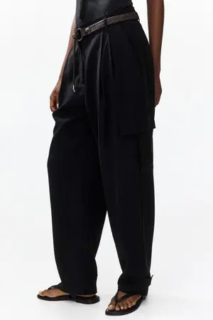H&m Belted Barrel Trousers