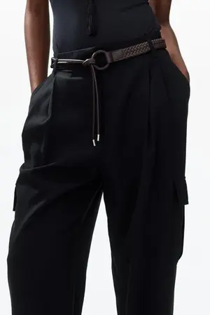 H&m Belted Barrel Trousers