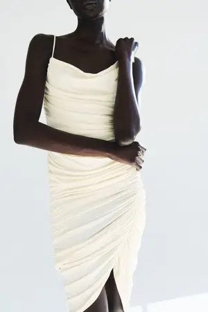 H&m Draped Strappy Dress - Cream