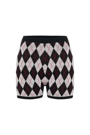 PCFG Daydreamers Argyle Knit Mini Shorts - Black