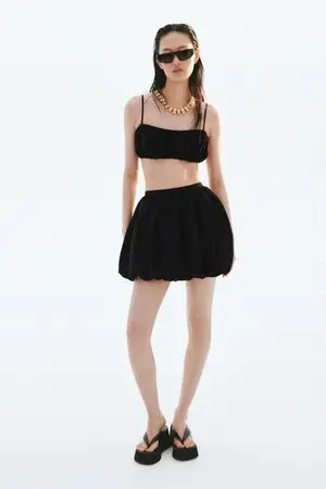 H&m Bubble-hem Mini Skirt - Black