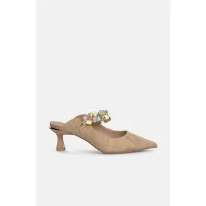 ALMA EN PENA Slingback Pumps With Rhinestone Strap - Sand