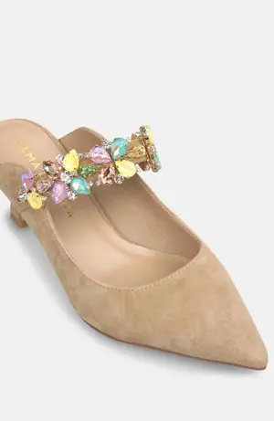 ALMA EN PENA Slingback Pumps With Rhinestone Strap - Sand
