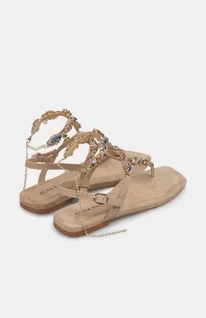 ALMA EN PENA Multicolour Rhinestone Sandal - Beige