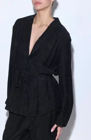 Ronen Chen Lightweight Textured Belted Blazer