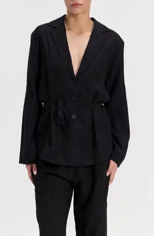Ronen Chen Lightweight Textured Belted Blazer