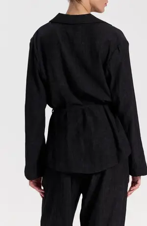Ronen Chen Lightweight Textured Belted Blazer