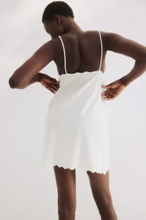 H&m Broderie Anglaise Cotton Beach Dress With Scalloped Edges