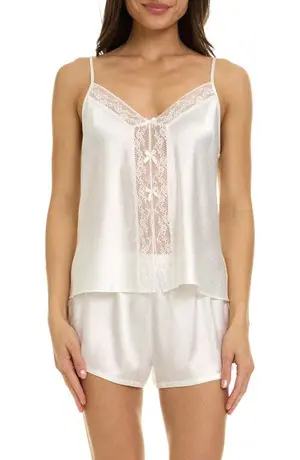 Flora Nikrooz Tiana Swiss Dot Satin Short Pajamas - Ivory