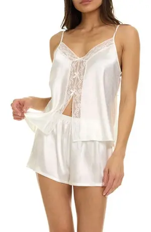 Flora Nikrooz Tiana Swiss Dot Satin Short Pajamas - Ivory