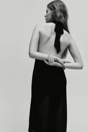 H&M Cowl Neck Halterneck Maxi Dress With Open Back