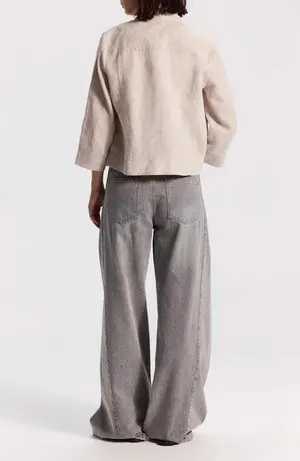 Ronen Chen Cropped Linen Jacket - Sand