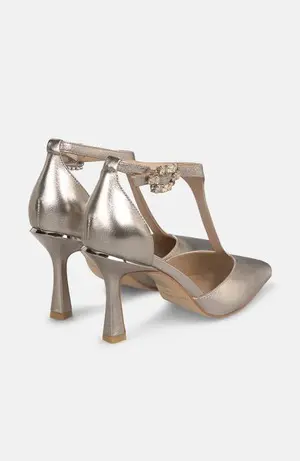 ALMA EN PENA Metallic Pumps With Rhinestone Buckle