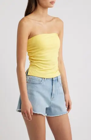 PACSUN Ophelia Ruched Tube Top - Yellow