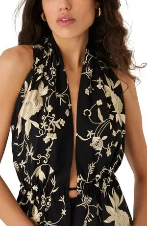 SEÑORITA Rocío Embroidered Silk Fringe Top
