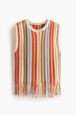 H&m Fringed Knitted Top