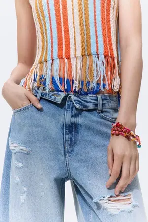 H&m Fringed Knitted Top