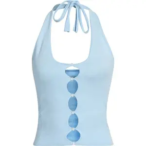 PACSUN Melina Cutout Halter Top - Blue