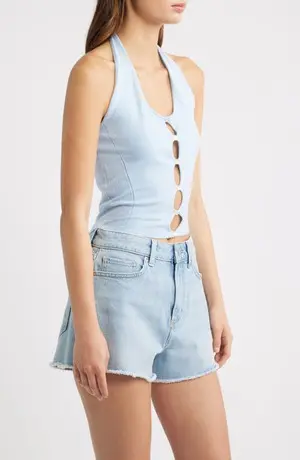 PACSUN Melina Cutout Halter Top - Blue