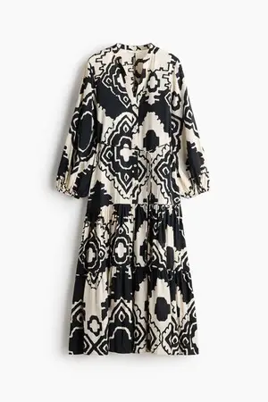 H&m Printed Tiered Dress - Black/patterned