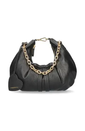 Pretty Ballerinas Croissant Bag With Bow Detail And Chain Strap - Black