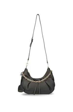 Pretty Ballerinas Croissant Bag With Bow Detail And Chain Strap - Black