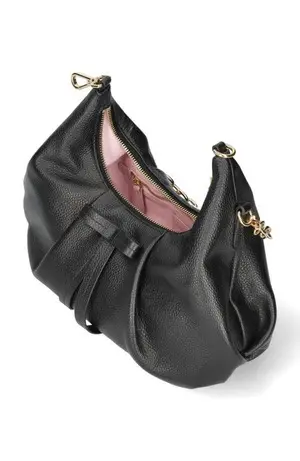 Pretty Ballerinas Croissant Bag With Bow Detail And Chain Strap - Black