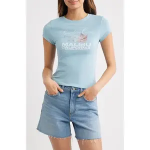 PACSUN Paradise Cove Graphic Stretch Cotton T-shirt - Teal