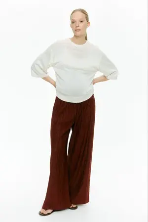 H&M Mama Lace-look Jersey Trousers - Rust Brown