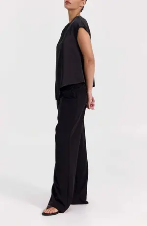 Ronen Chen Satin Blouse With Draped Detail