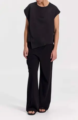 Ronen Chen Satin Blouse With Draped Detail