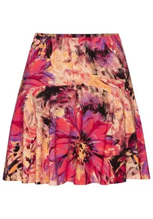 LASCANA Flared Skort With Integrated Shorts - Pink-printed