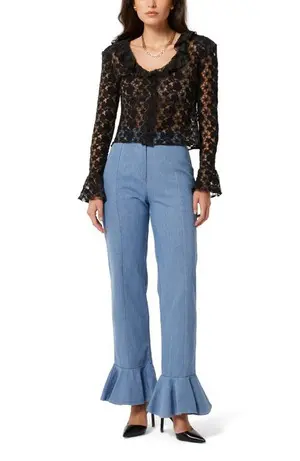 SEÑORITA Lucia Lace Blouse With Ruffles - Black