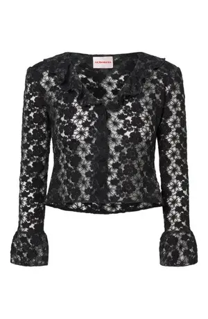 SEÑORITA Lucia Lace Blouse With Ruffles - Black