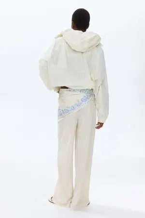 H&m Loose-fit Viscose-blend Jersey Trousers With Detachable Scarf Detail