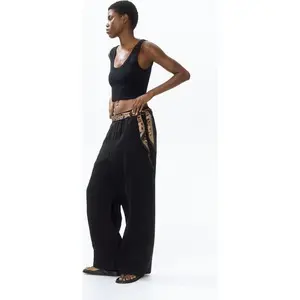 H&m Scarf-detail Linen-blend Trousers - Black