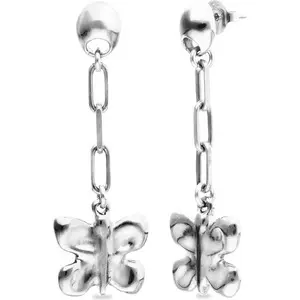 UNODE50 Long Butterfly Earrings - Silver