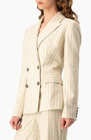 IVONNE Pinstripe Double-breasted Blazer