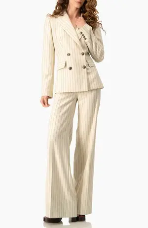 IVONNE Pinstripe Double-breasted Blazer