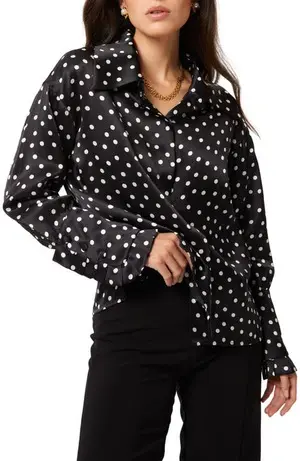 SEÑORITA Antonia Silk Polka Dot Blouse
