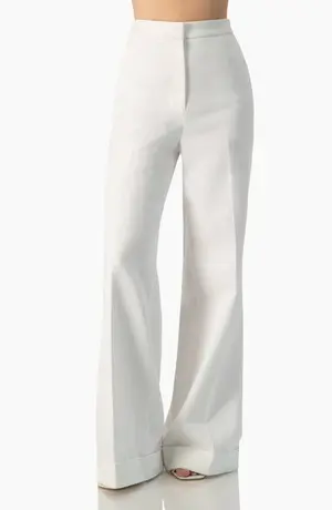 IVONNE Elegant High-rise Wide-leg Cuffed Tailored Trousers