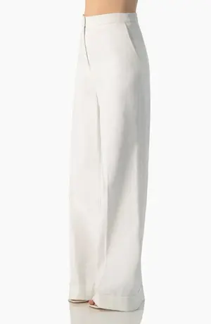 IVONNE Elegant High-rise Wide-leg Cuffed Tailored Trousers