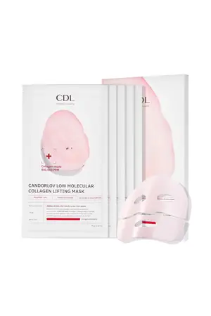 CANDORLOV Face Mask With Pdrn Collagen Overnight Lifting Hydrogel 5 Pack - Pink