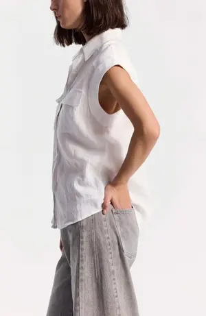 Ronen Chen Short Sleeve Linen Shirt With Pockets